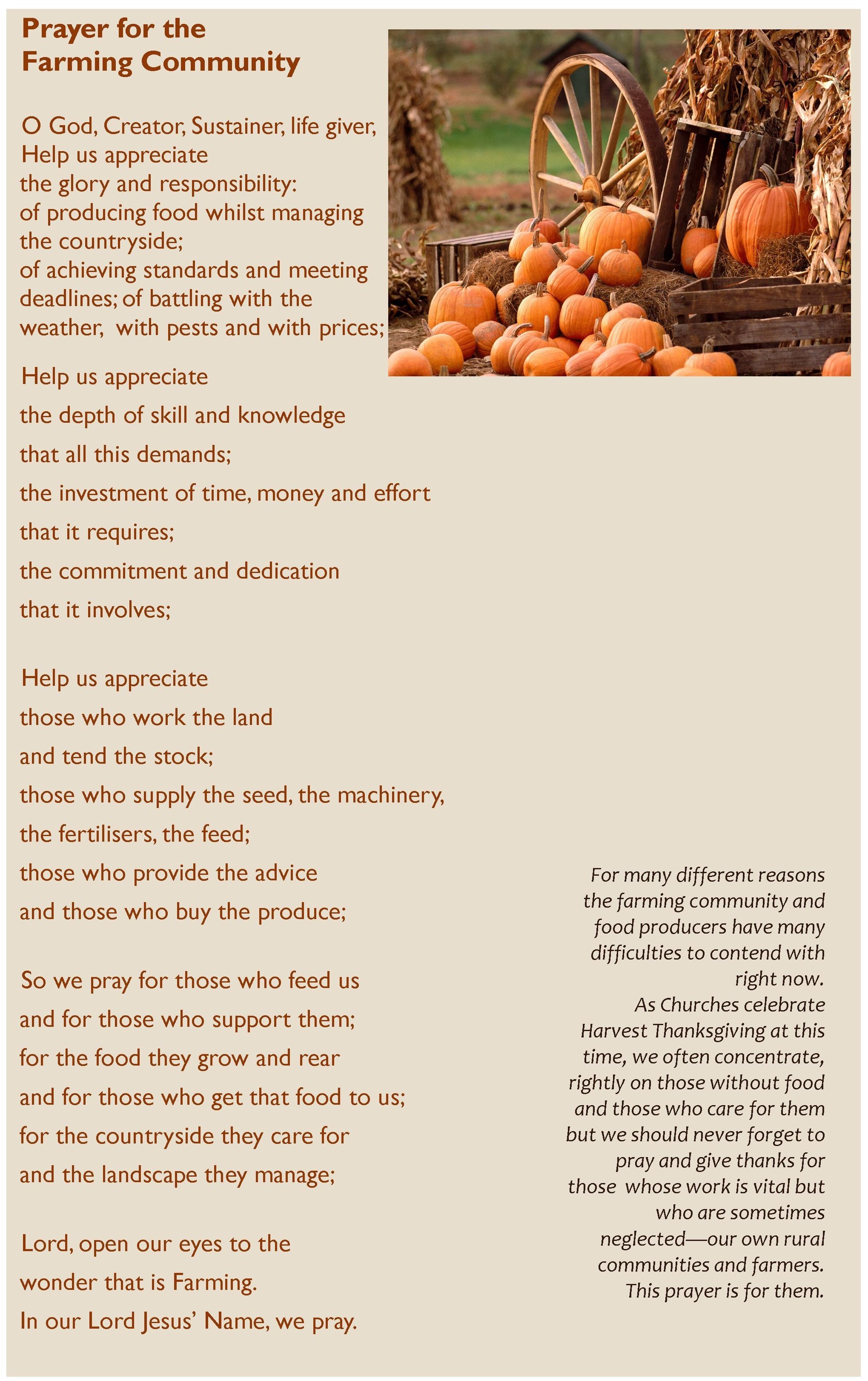 Harvest prayer for farming communities – Mr G's Ponderings