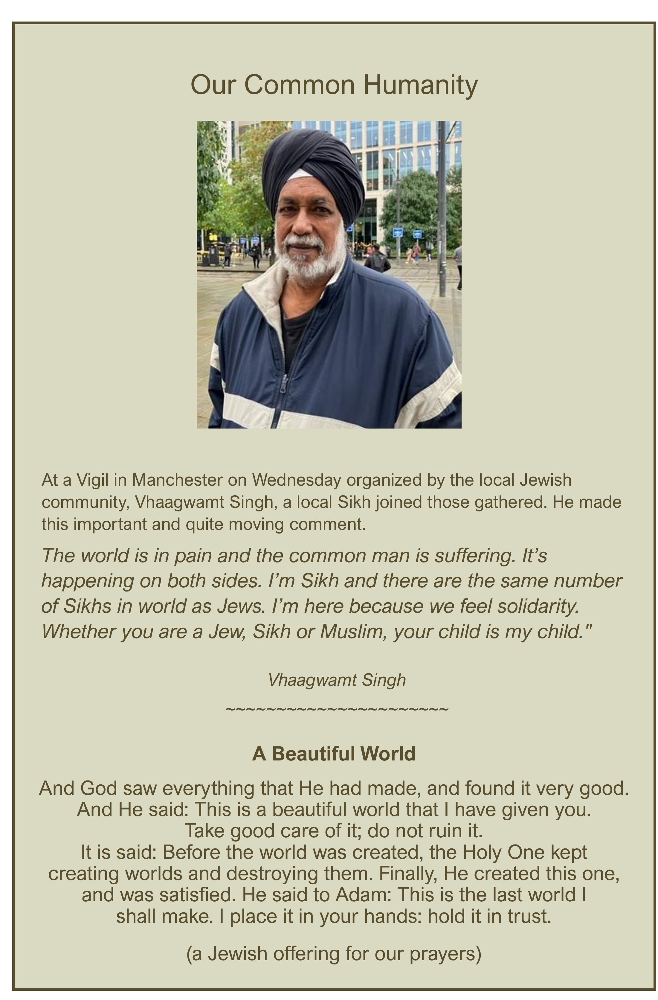 Our Common Humanity – Mr G's Ponderings